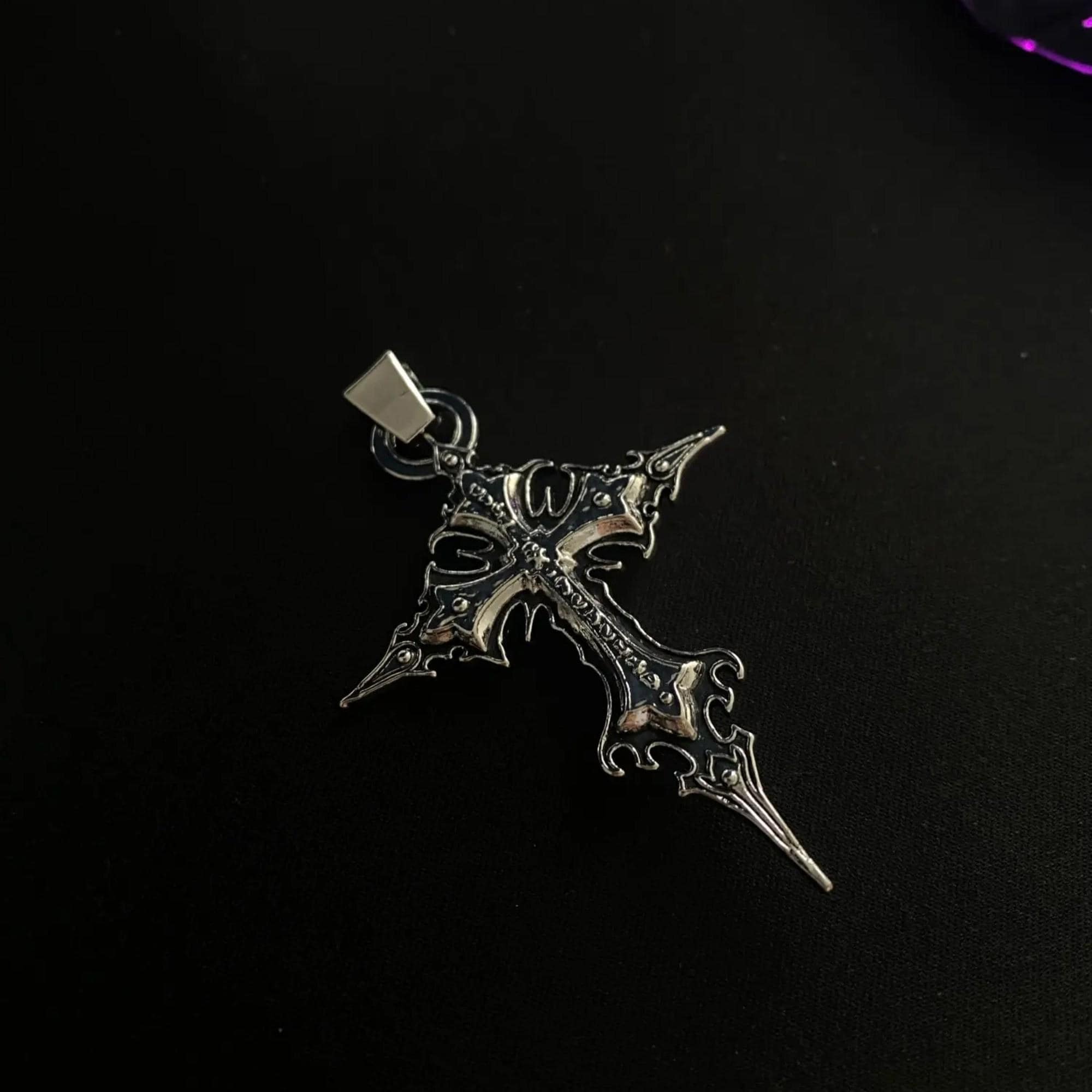 Angel Wing Cross Necklace, Seraph Cross Pendant, Gothic Metal Y2K ...