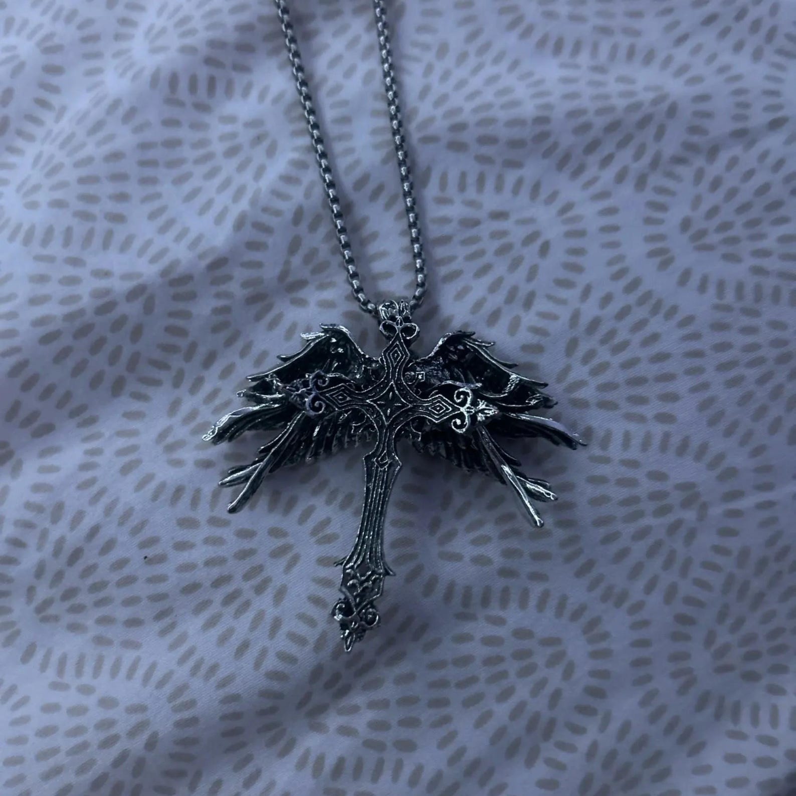 Angel Wing Cross Necklace, Seraph Cross Pendant, Gothic Metal Y2K ...