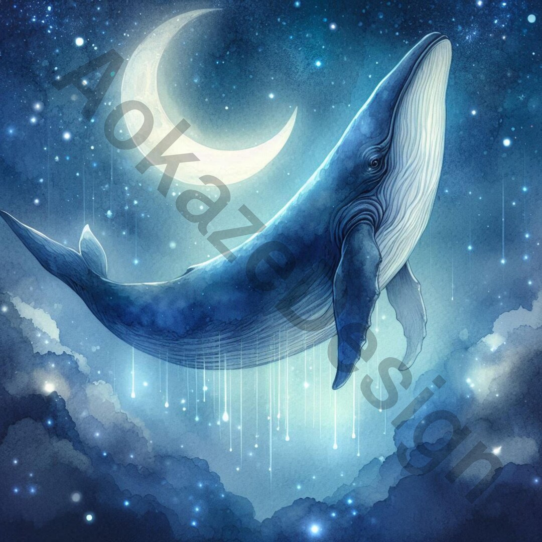 4 Magical Whale PNG Cliparts – Fantasy Ocean Night Scene | Celestial ...