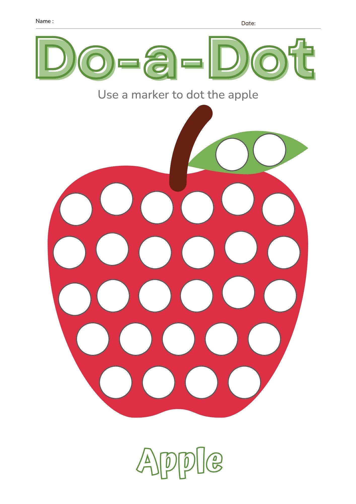 Fruit Dot Marker Activity Pack: Printable Do-a-dot Coloring Pages for ...