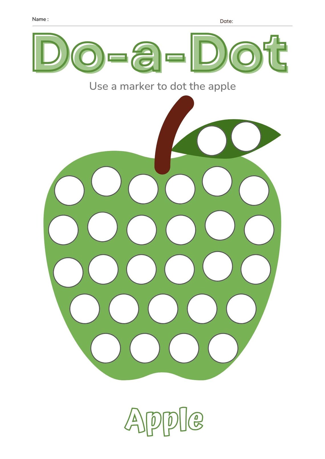 Fruit Dot Marker Activity Pack: Printable Do-a-dot Coloring Pages for ...