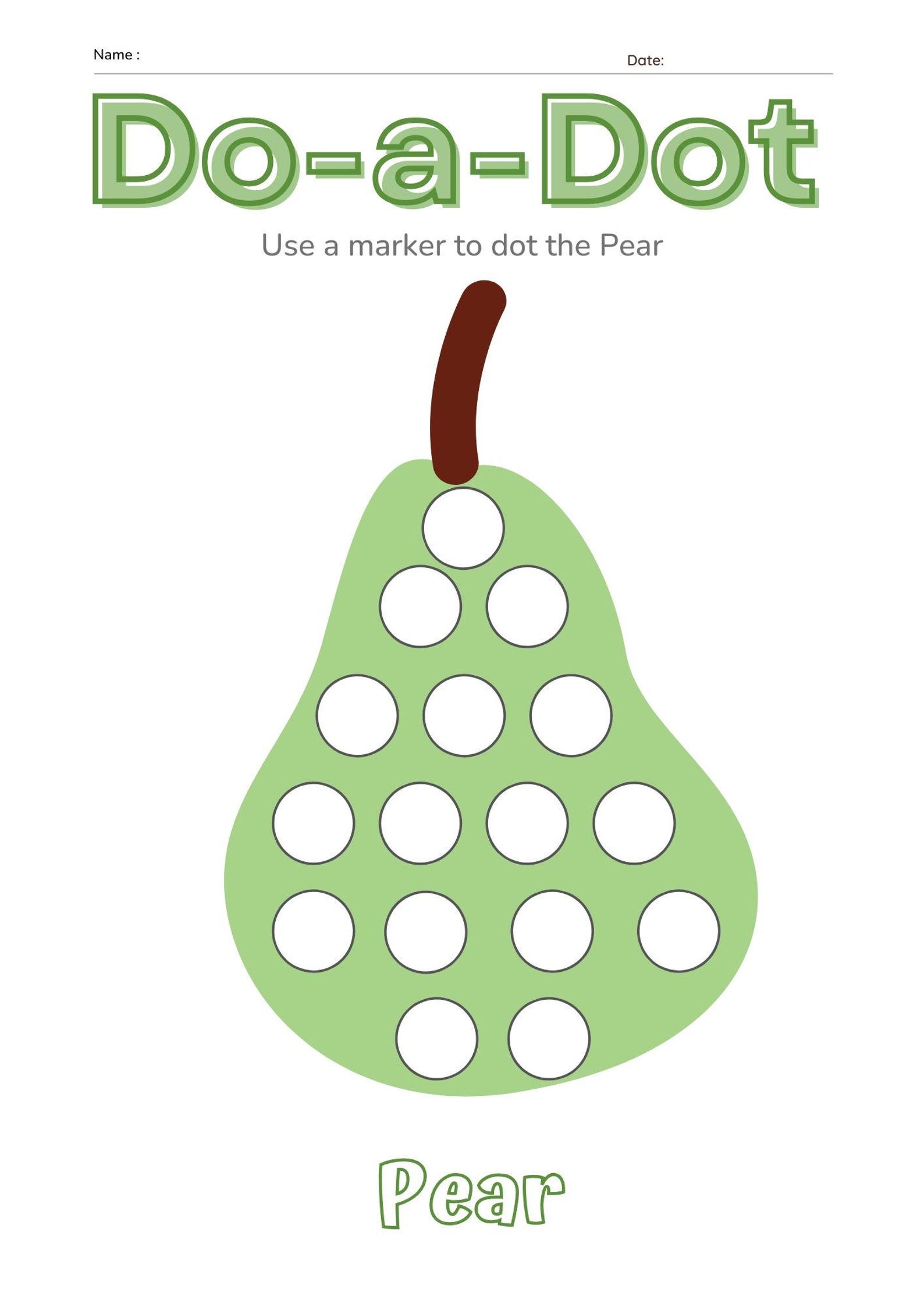 Fruit Dot Marker Activity Pack: Printable Do-a-dot Coloring Pages for ...