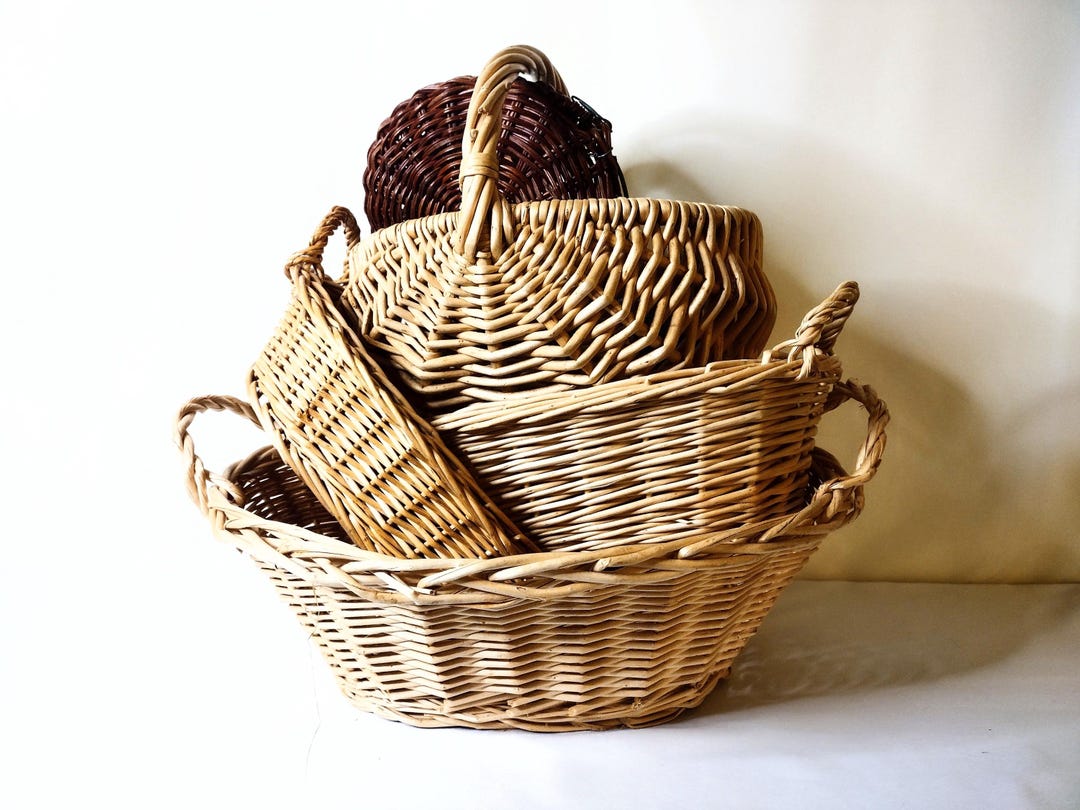 Vintage Wicker Basket Lot: Cottagecore Farmhouse Decor (set of 5) - Etsy