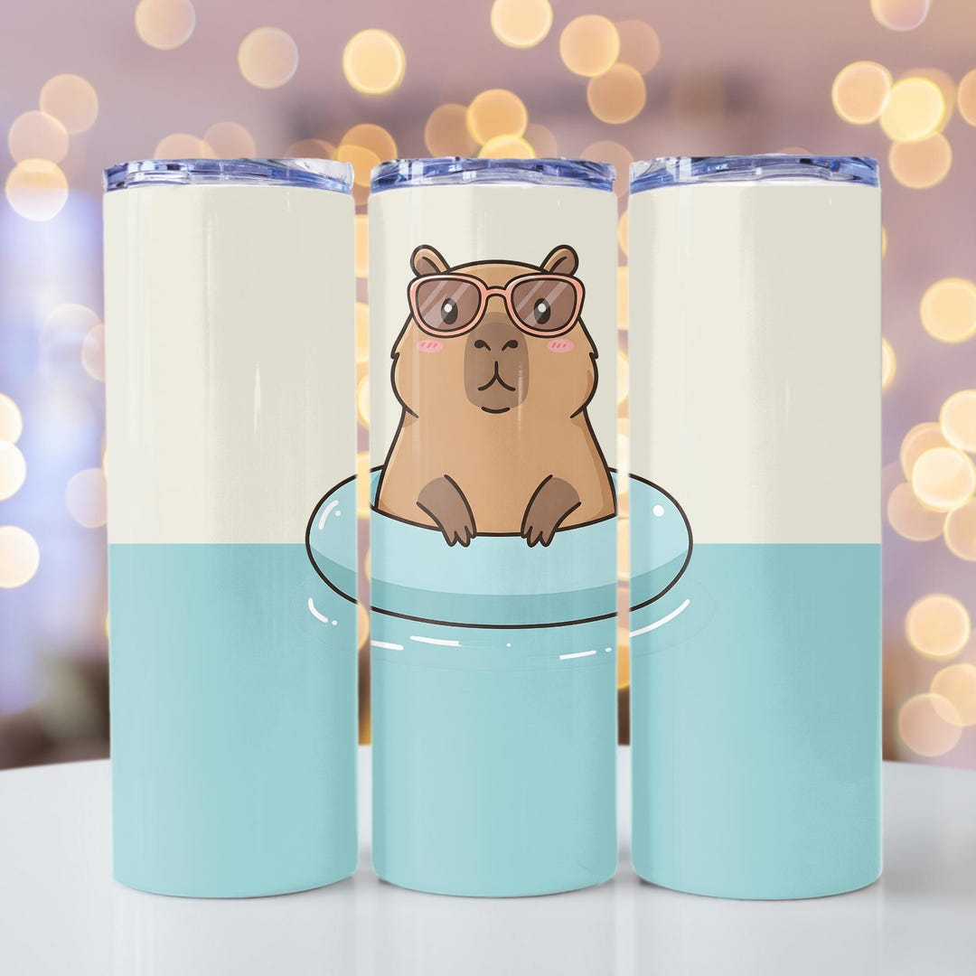 Cute Capybara Summer Vibes 20 Oz Skinny Tumbler Sublimation Design ...