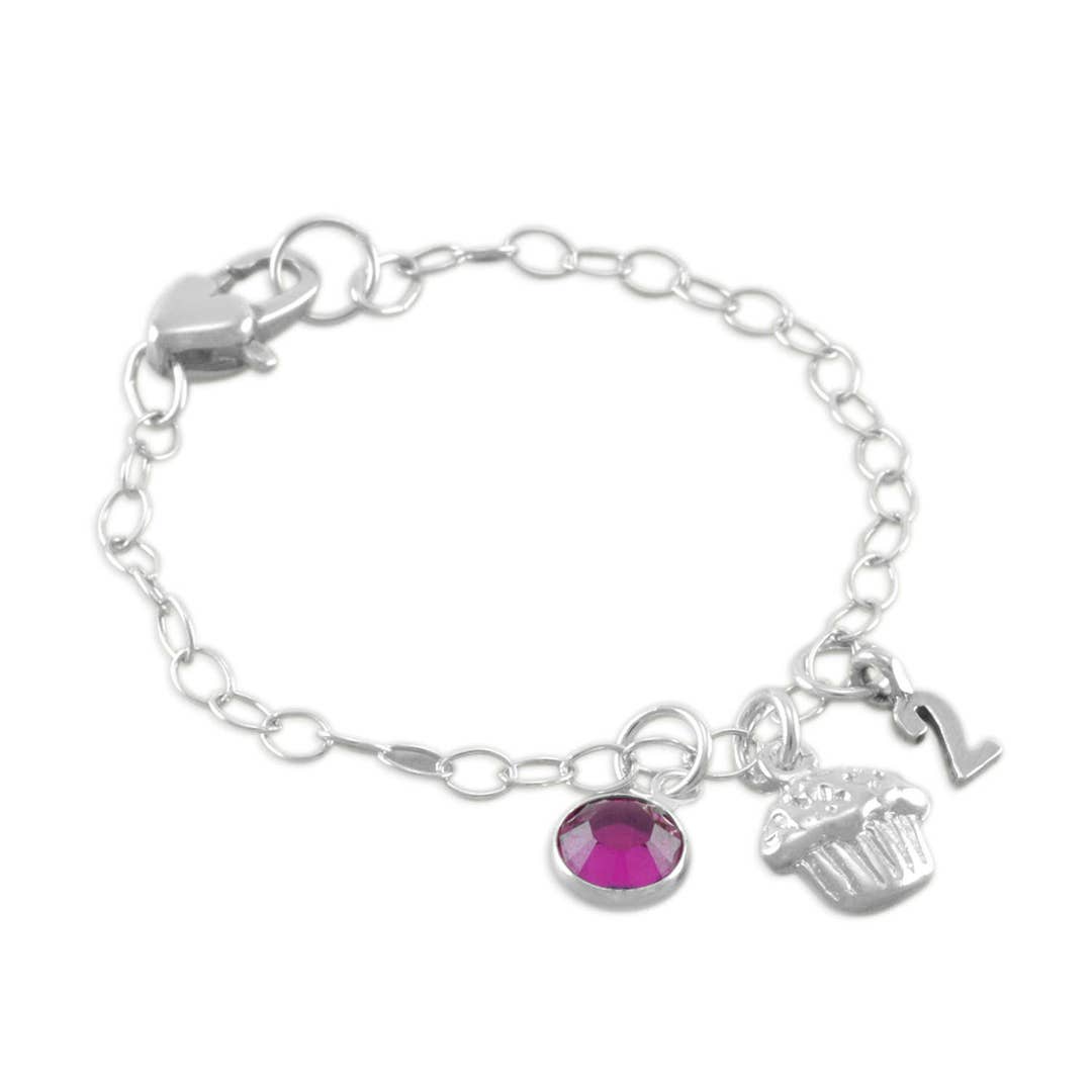 Charm Bracelet for Girls • Sterling Silver • Cupcake Party • Toddler ...