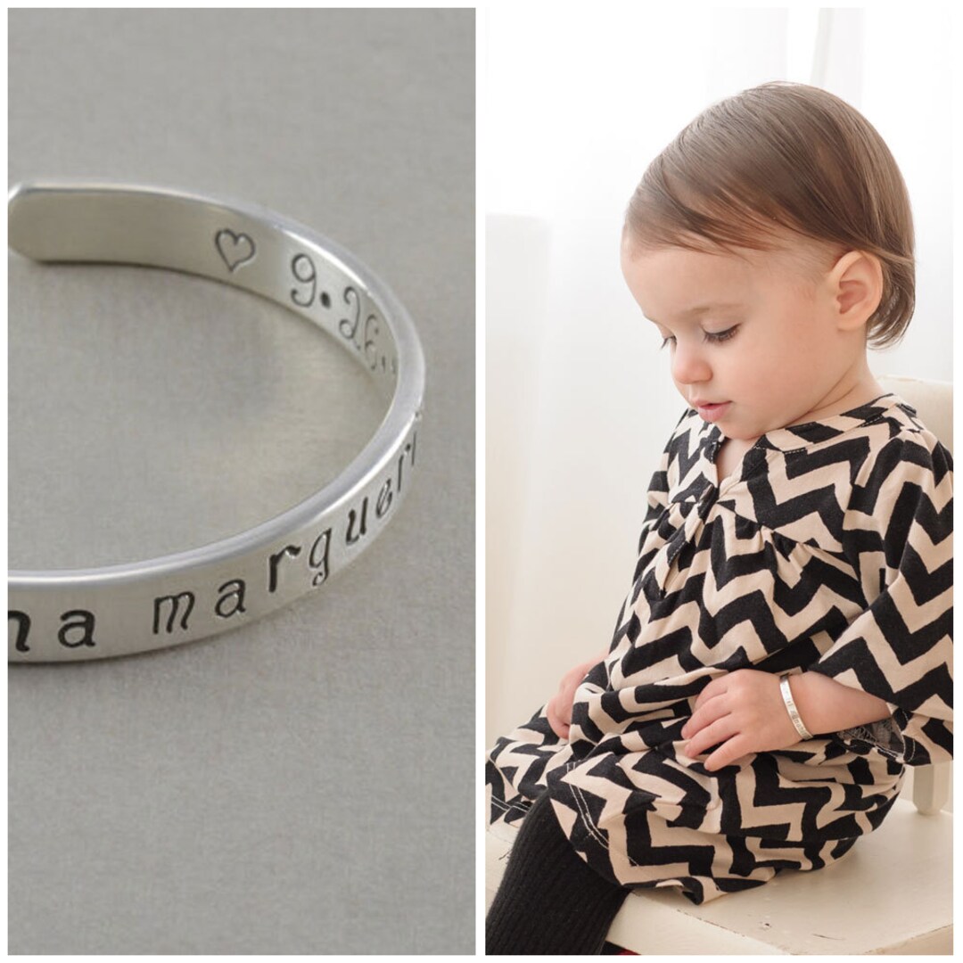 Childs Cuff Bracelet, Hand Stamped Sterling Silver, Bangle Bracelets ...