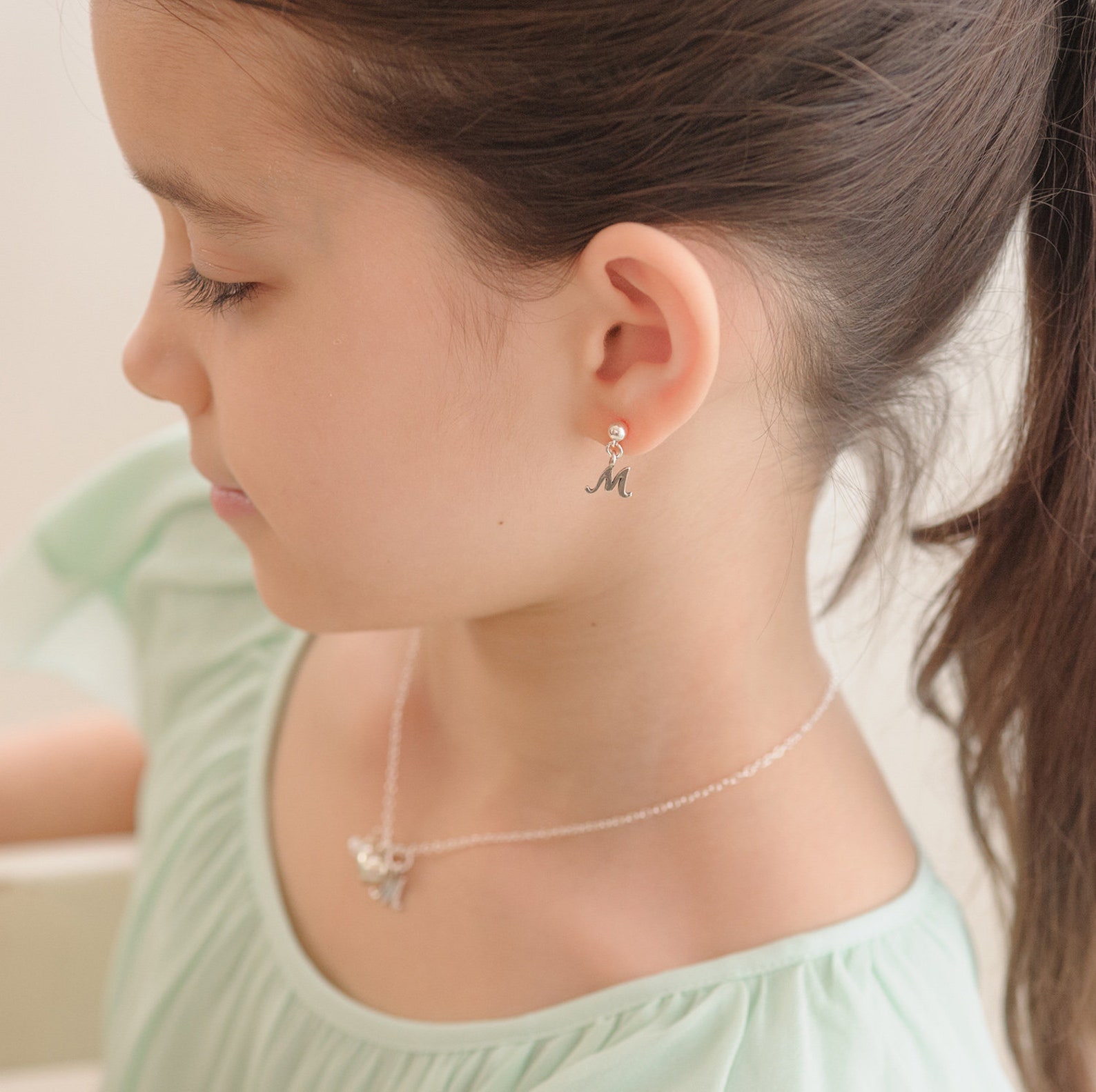 Initial Earrings Little Girls Dangles Sterling Silver - Etsy