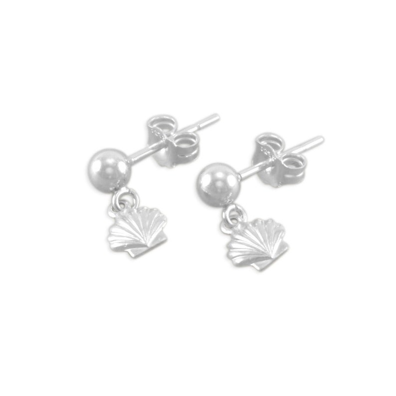 Seashell Earrings Sterling Silver Small Dangle Childs | Etsy