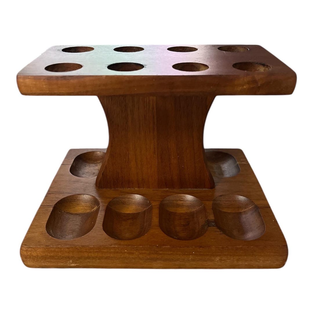Vintage Wooden Pipe Stand Rack – Holds 8 Pipes – Mid Century Tobacco ...