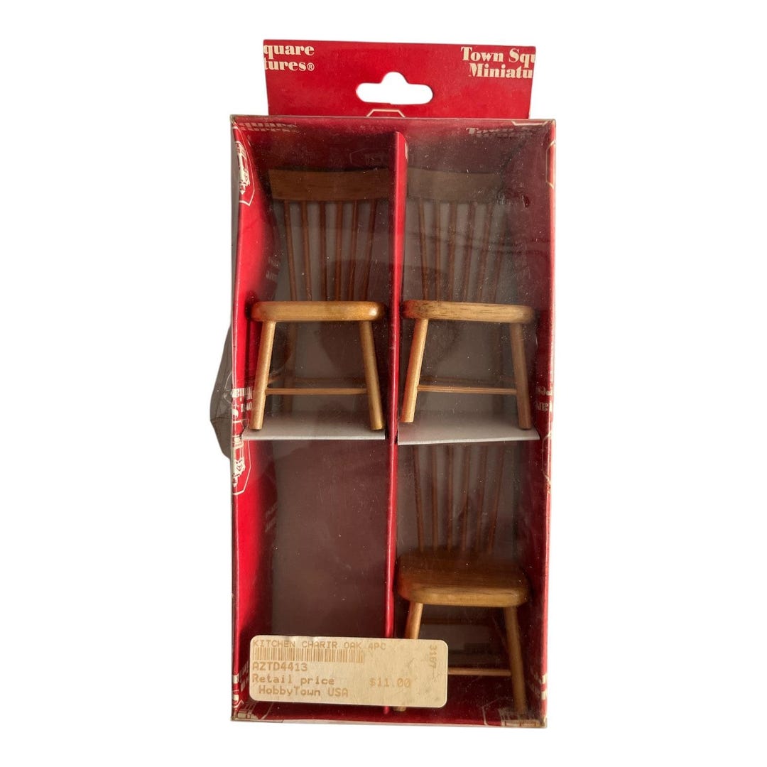 Town Square Miniatures Wooden Kitchen Chairs Set of 3 Dollhouse ...