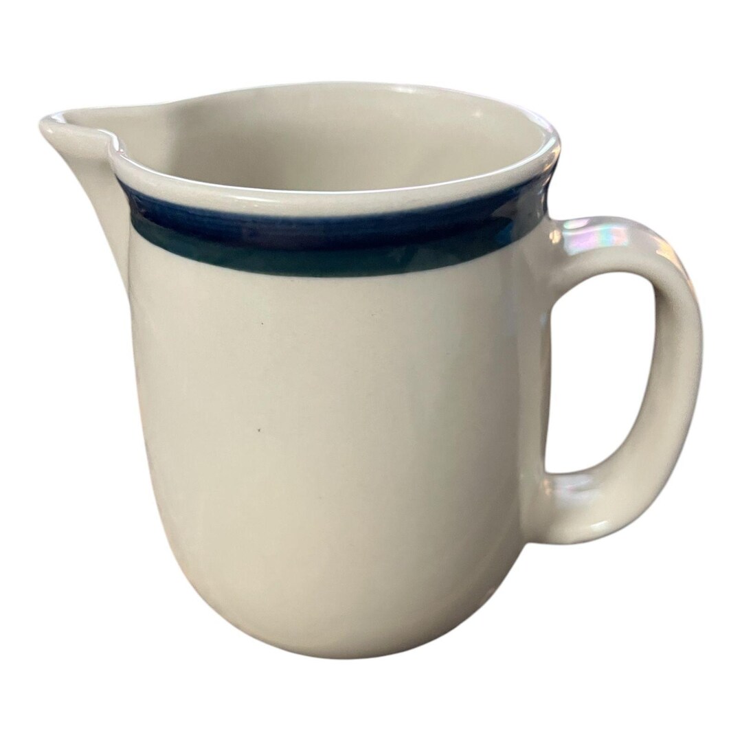 Tienshan Kitchen Colors “bazion” Cream Pitcher – Ivory With Blue Band ...