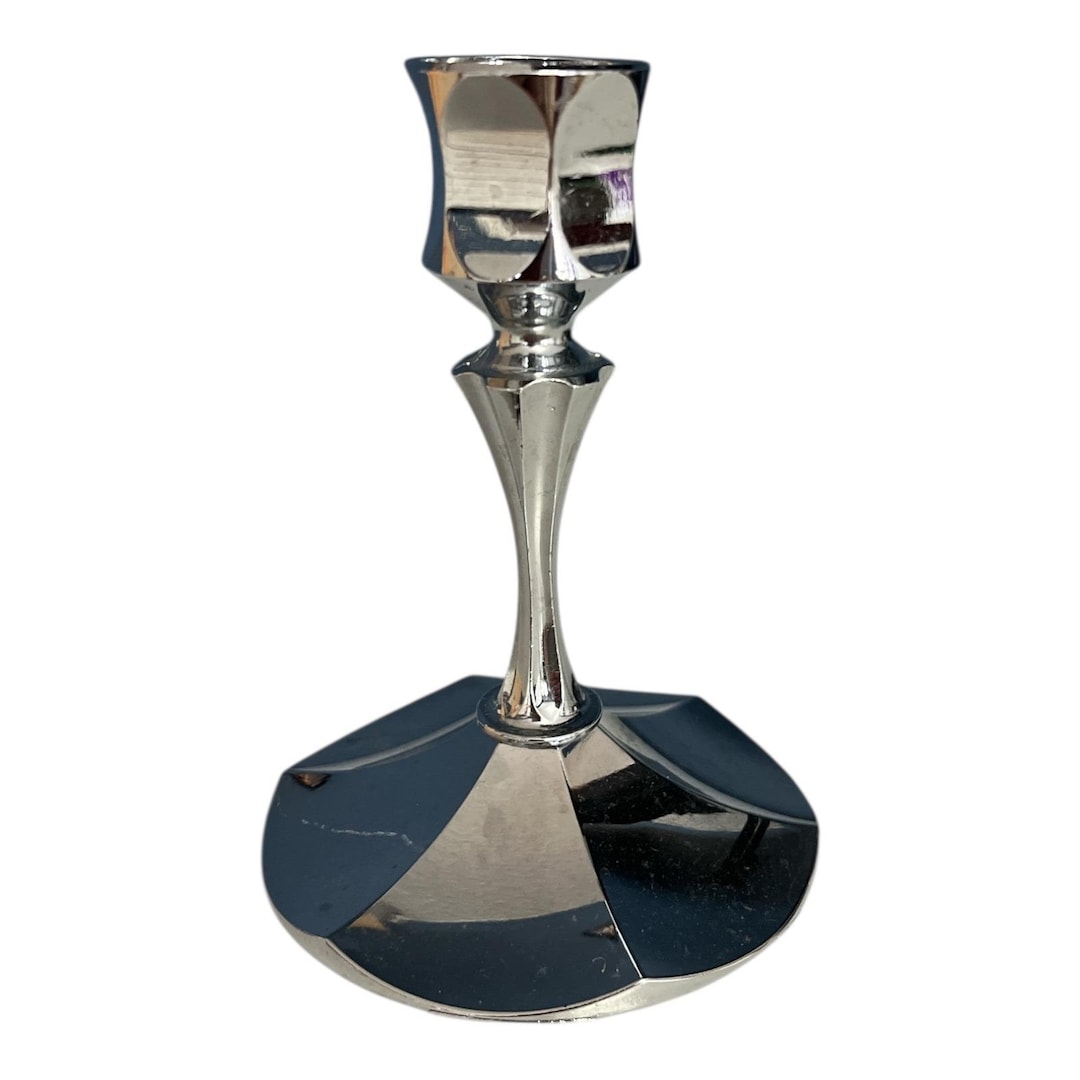 Vintage Irvinware Candlestick Holder – Mid Century Modern Silver Tone ...