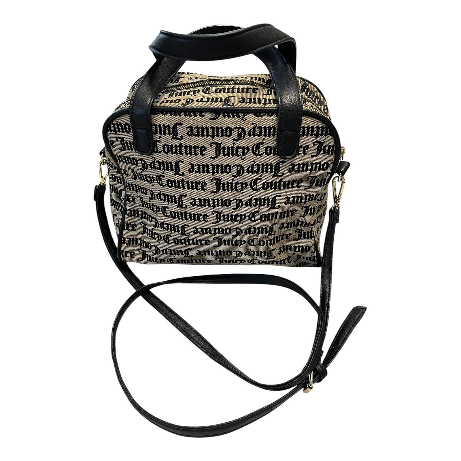 Y2K Juicy Couture Monogram Mini Satchel Crossbody Bag Black Tan Gold ...