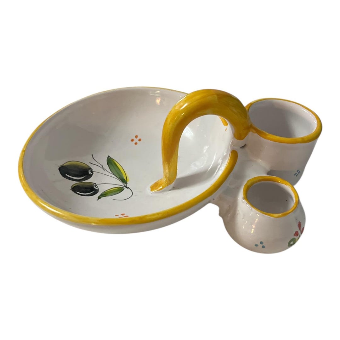 Vtg Hand-painted Spanish Ceramic Olive Oil Cruet Condiment Caddy - Etsy