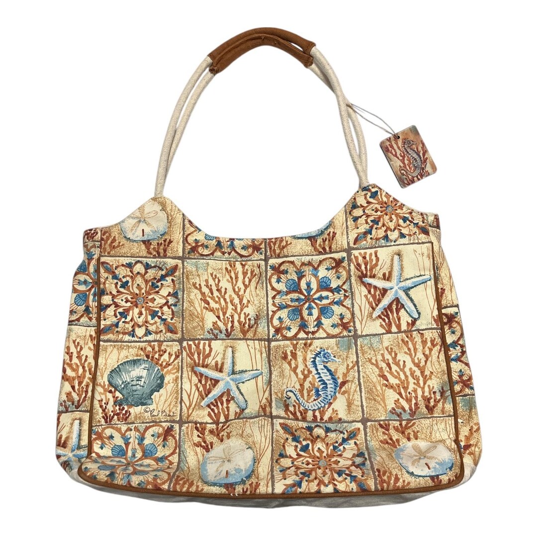 Paul Brent Early 2000s Vintage Coastal Patchwork Tote Bag Seahorse ...