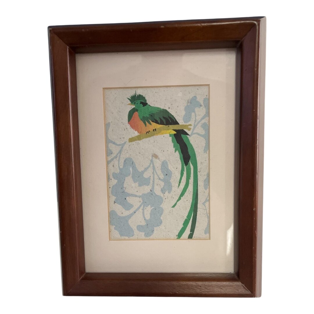 VTG Handmade Costa Rica Quetzal Bird Bark Paper Art – Thomasville 5x7 ...