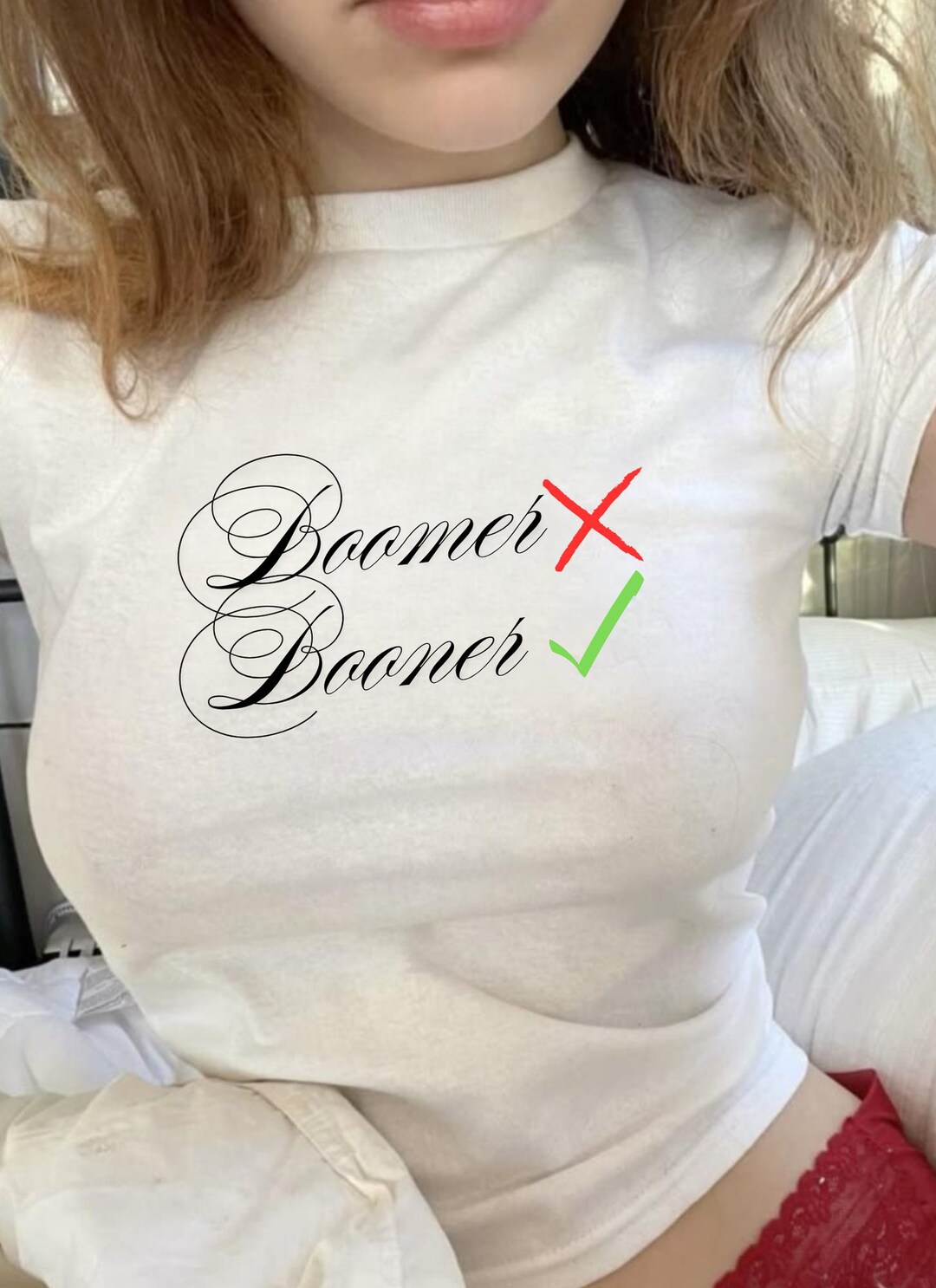 Benson Boone Baby Tee – Boomer X Booner Check Graphic Shirt, Funny ...