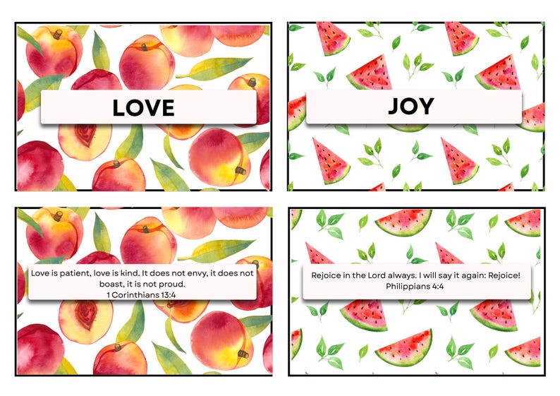 Kids Scripture Bible Verse Memory Matching Game Fruit of the Spirit ...