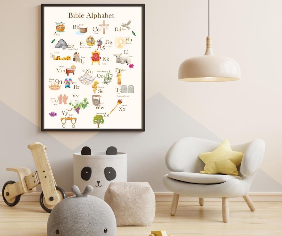 Bible Alphabet Printable for Kids – Christian ABC Wall Art – Faith ...