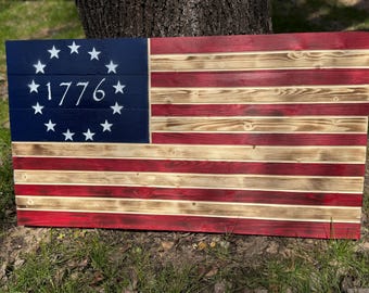 Handmade 1776 Wooden American Flag - Etsy