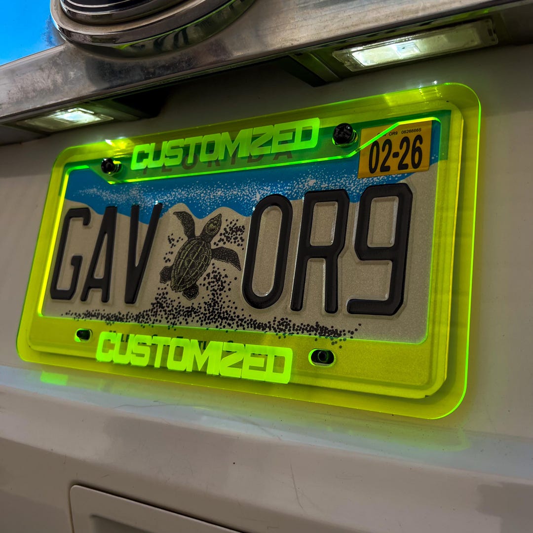 Custom Engraved License Plate Frame Cover (single Plate) Neon Acrylic ...