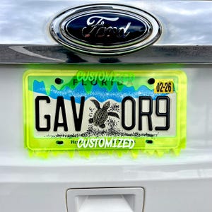 Custom License Plate Frame Cover (single Plate) Neon Acrylic License ...