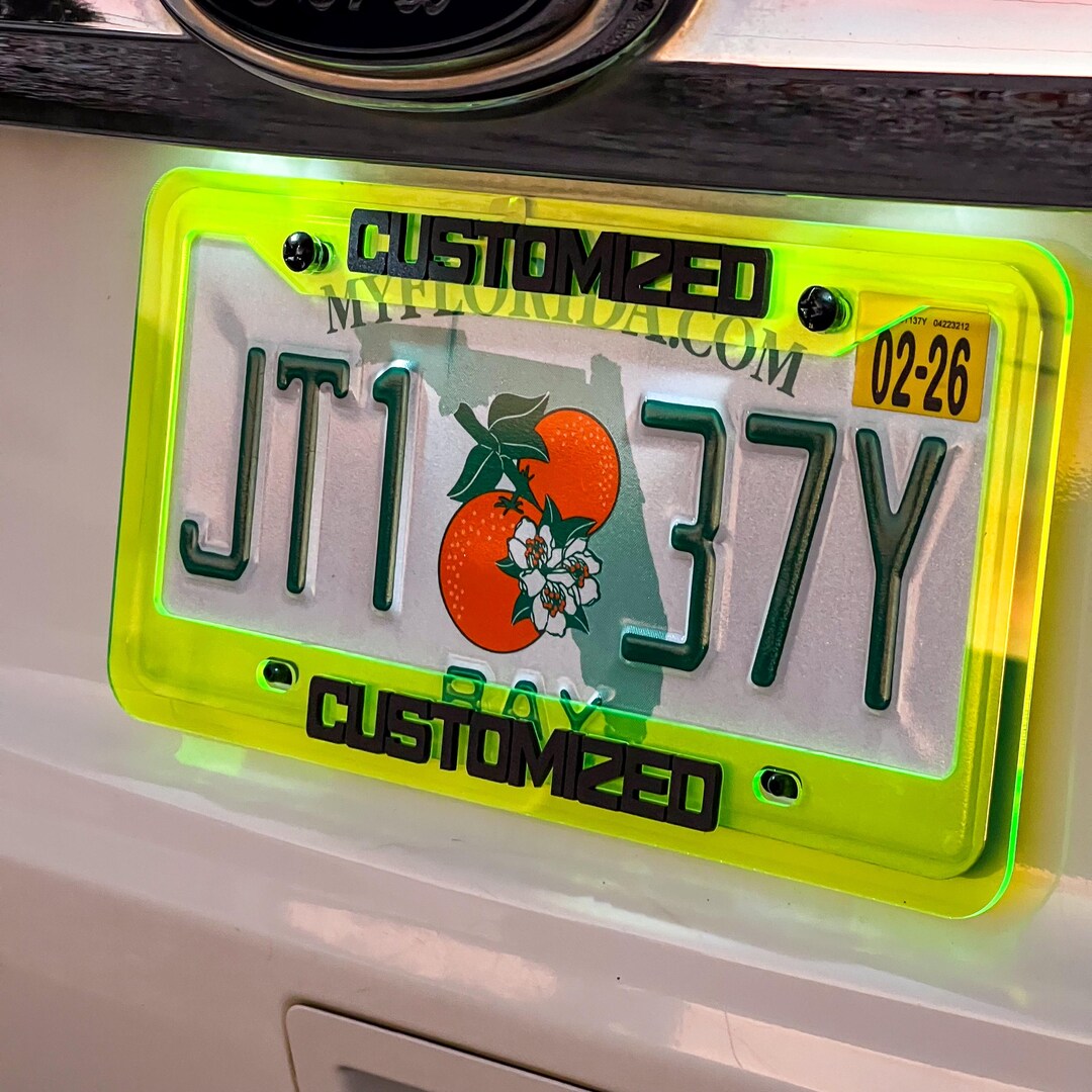 Custom License Plate Frame Cover (single Plate) Neon Acrylic License ...