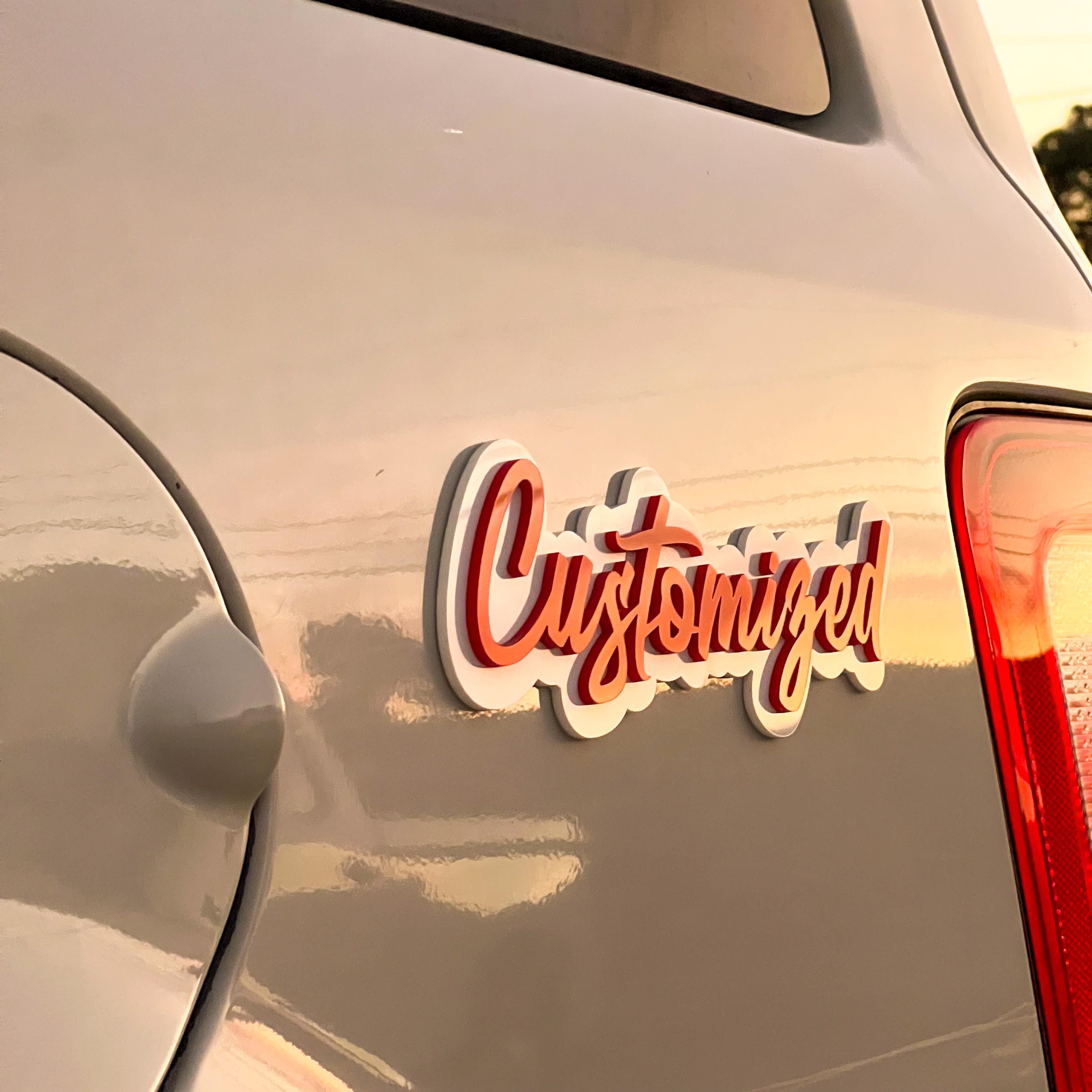 Custom Text Car Emblem, Choose Your Own Font and Colors, Strong ...