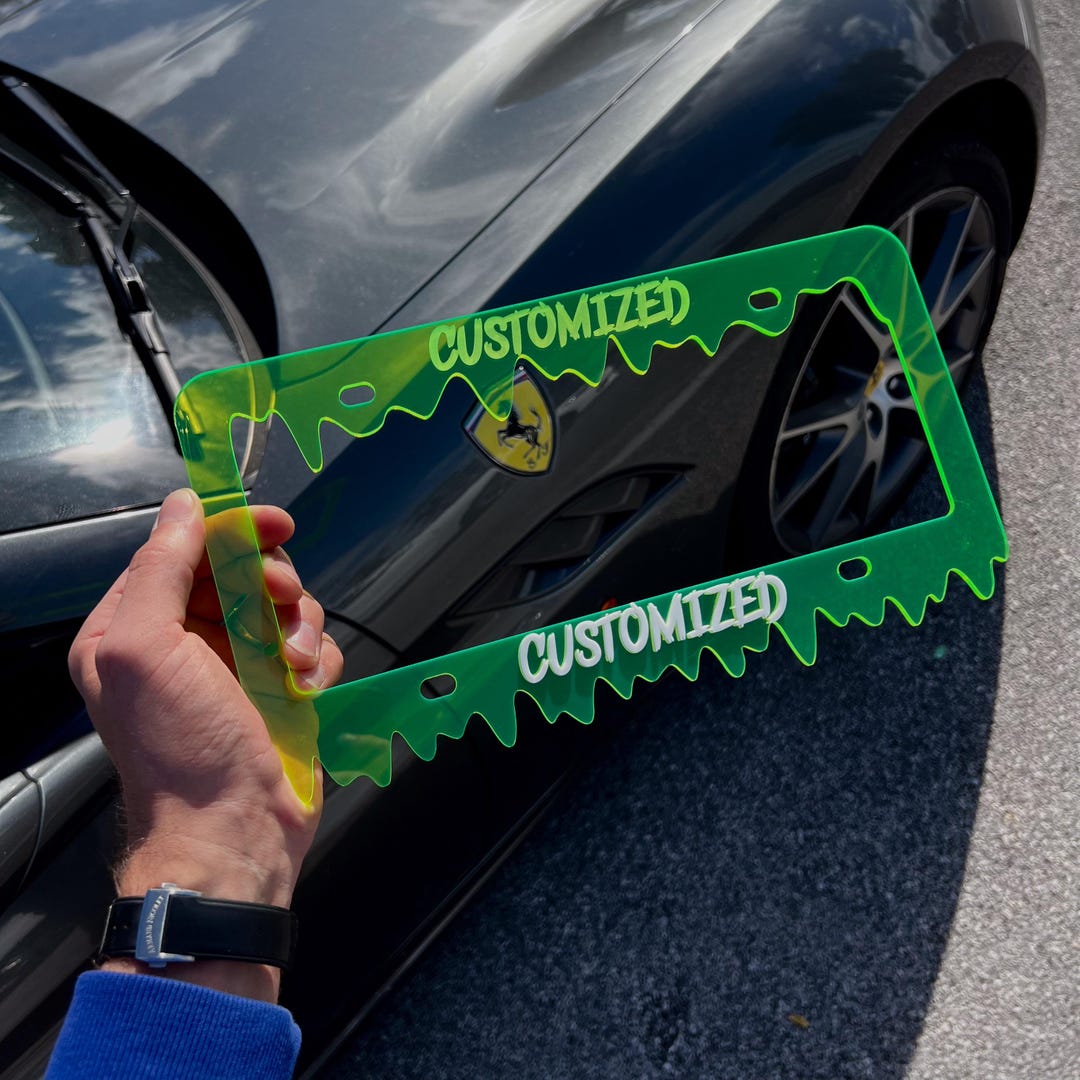 Custom License Plate Frame Cover (single Plate) Neon Acrylic License ...