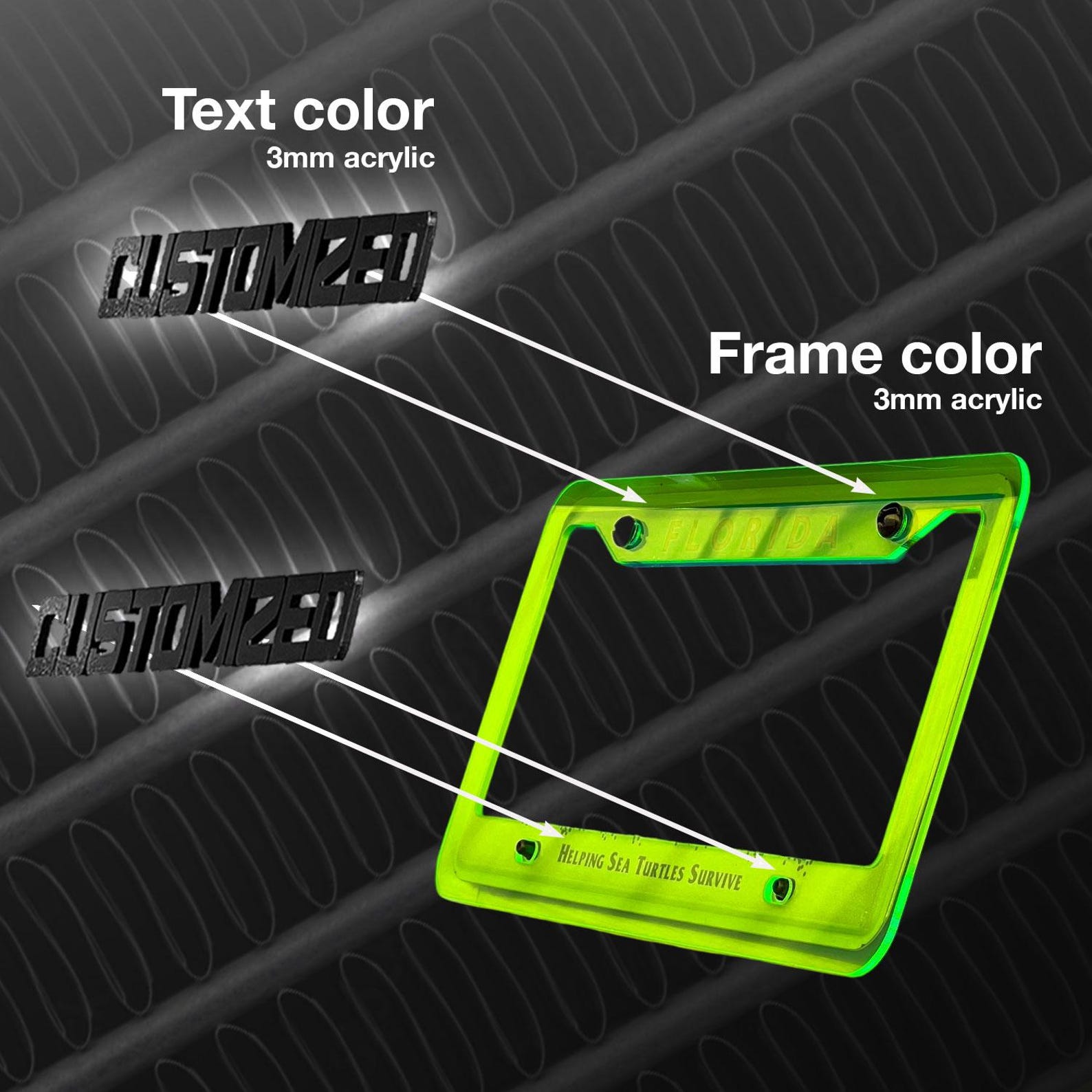 Custom License Plate Frame Cover (single Plate) Neon Acrylic License ...