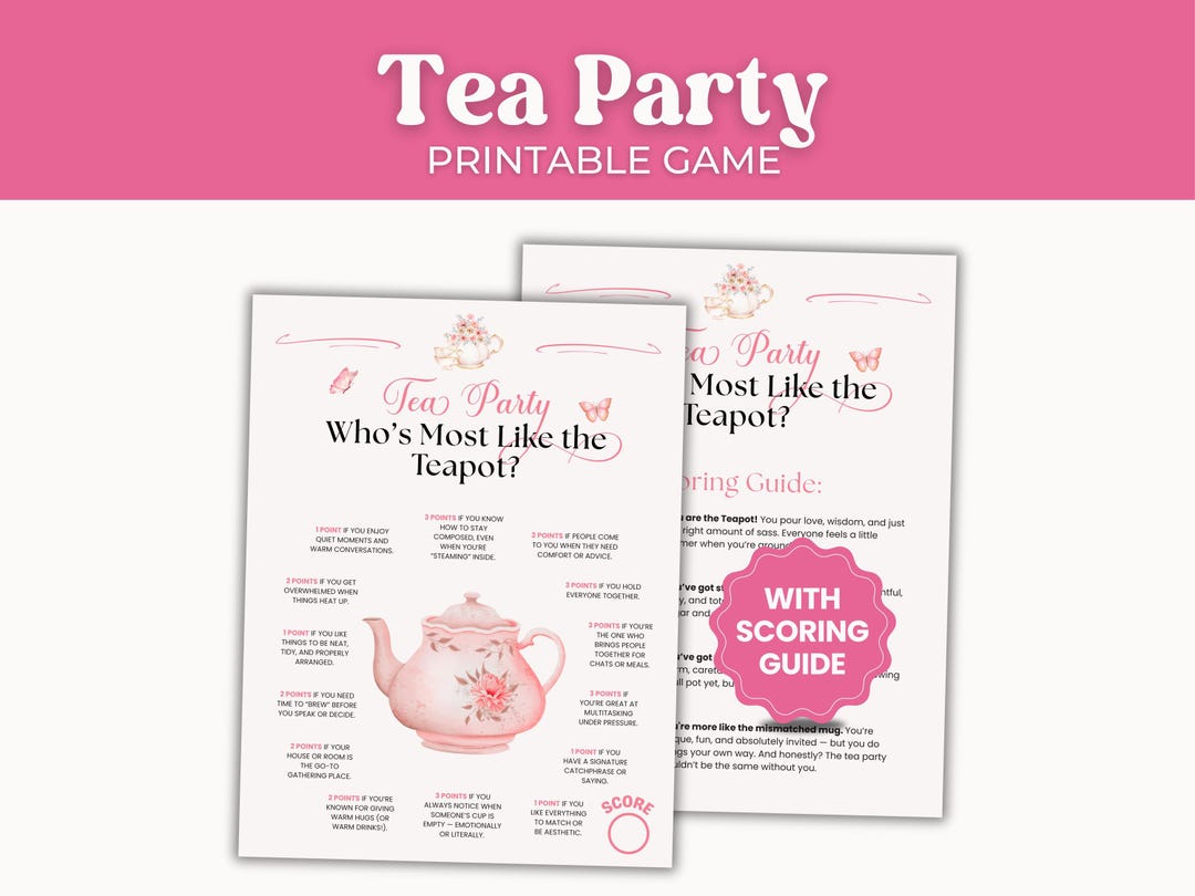 Tea Party 'who's Most Like the Teapot' Game: Printable Activity for ...