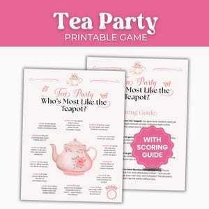 Tea Party 'who's Most Like the Teapot' Game: Printable Activity for ...