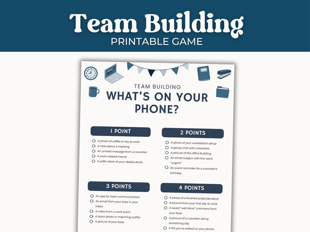 Team Building What's on Your Phone, Office Party Game Printable, Work ...