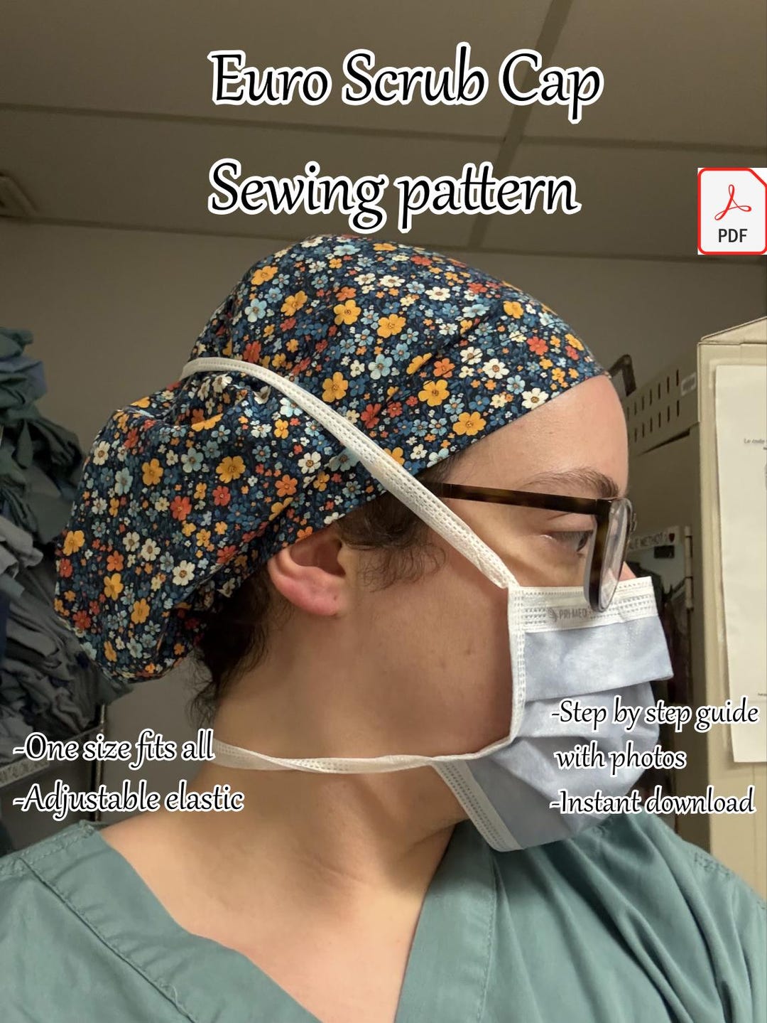 Euro Surgical Scrub Cap Sewing Pattern Adjustable One Size Fits All - Etsy