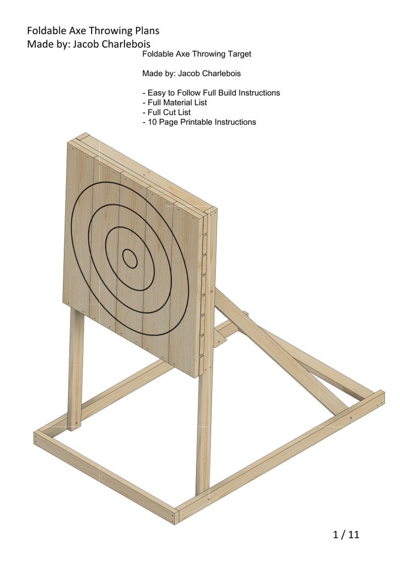 Axe Throwing Target Plans (foldable for Storage) & Replacable Target ...