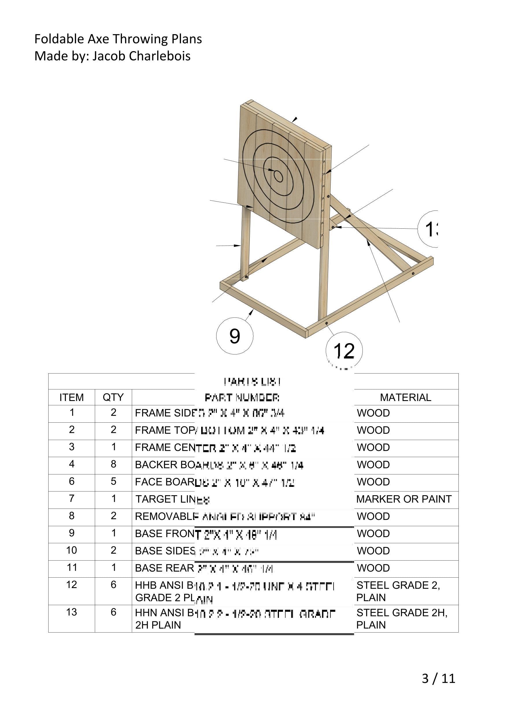 Axe Throwing Target Plans Foldable For Storage Replacable Target