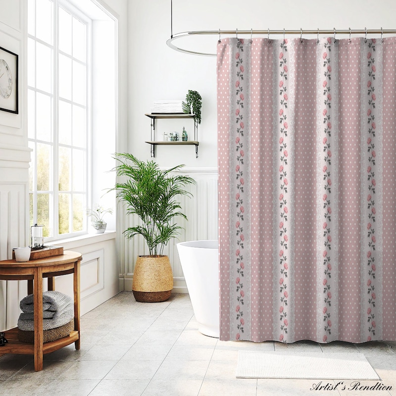 Shower Curtain Pink Lace - Etsy