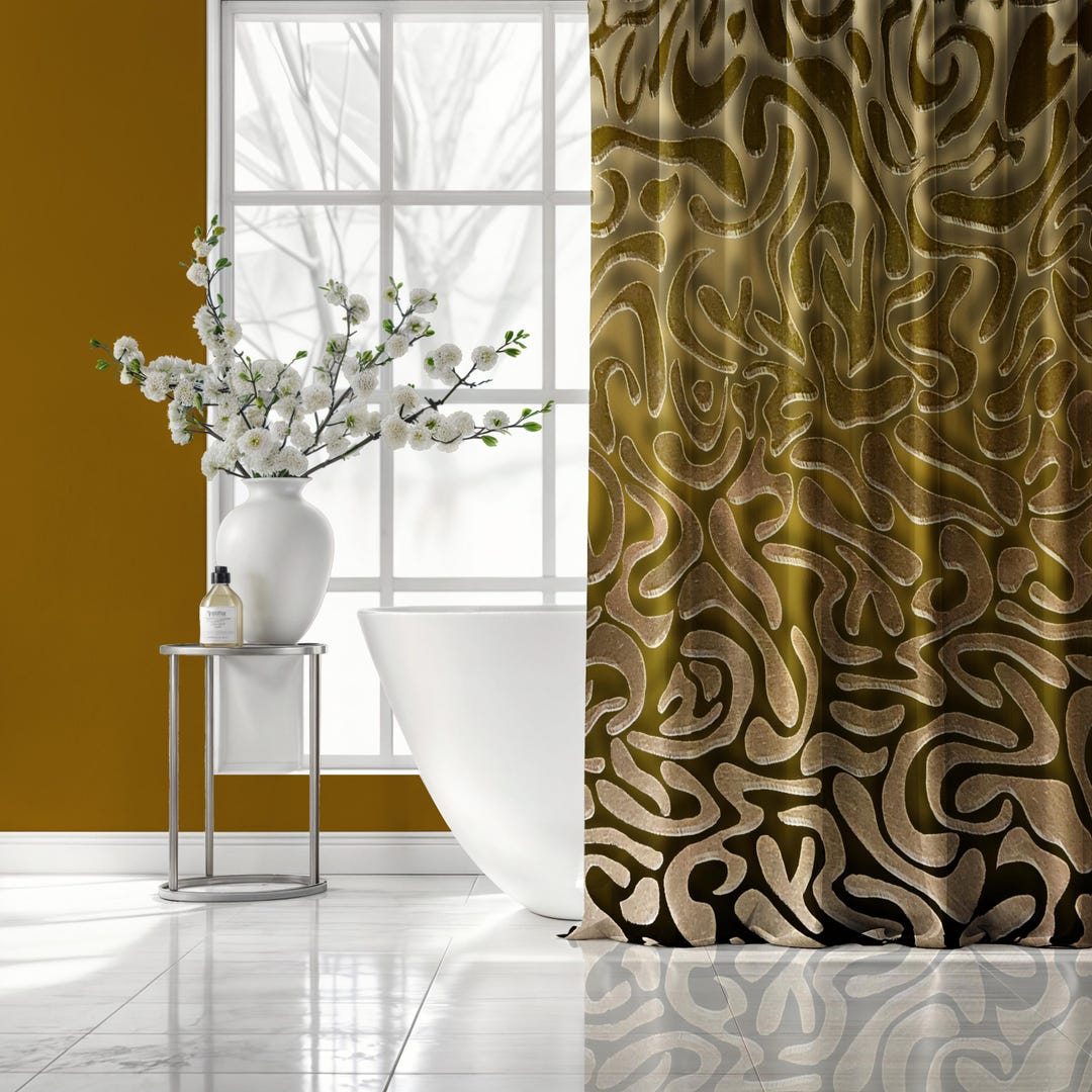 Unique Shower Curtain Art Deco Bathroom Decor. Modern Glam Luxe Bath ...