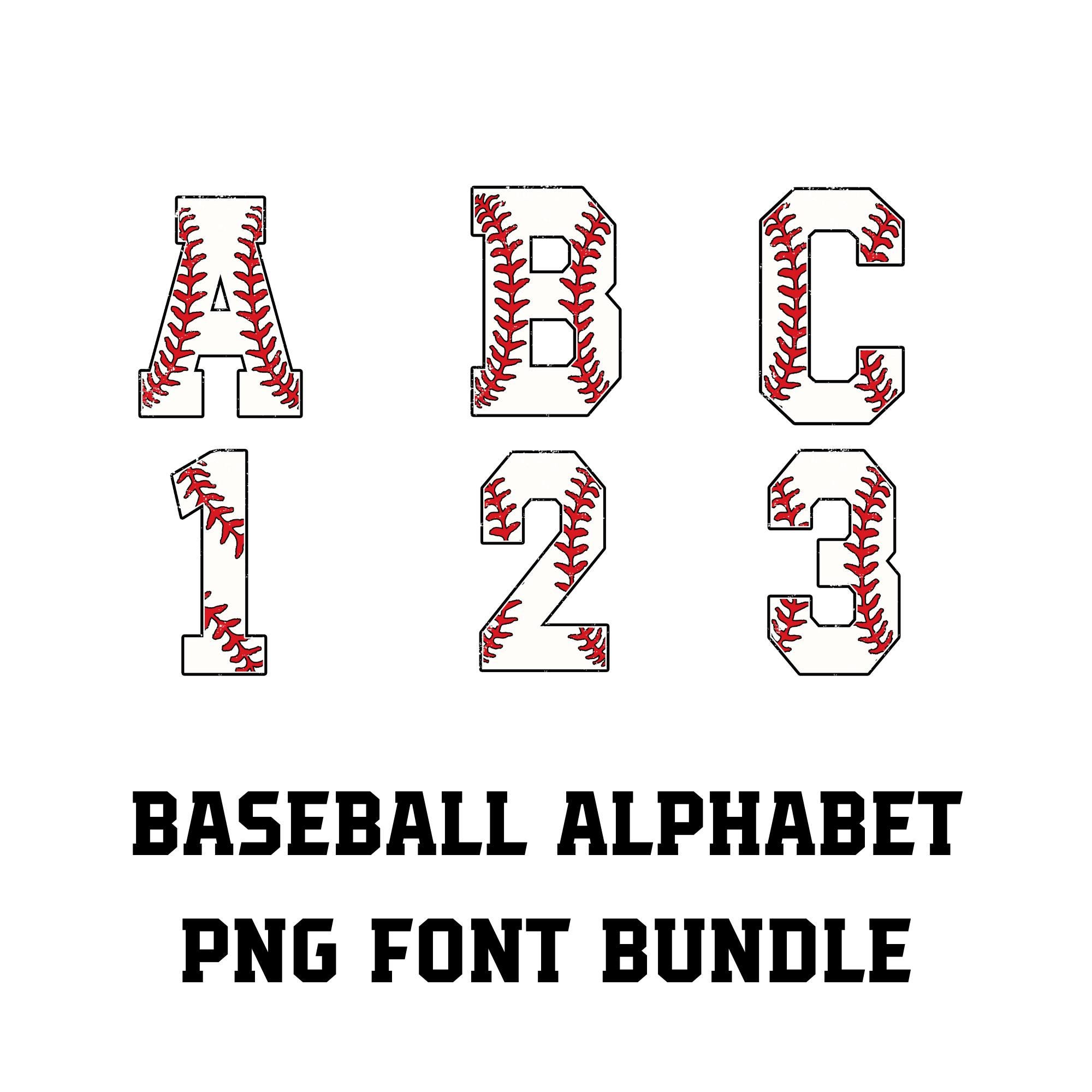 Baseball Font PNG Bundle, Baseball Number 0-9 Bundle, Baseball Alphabet ...