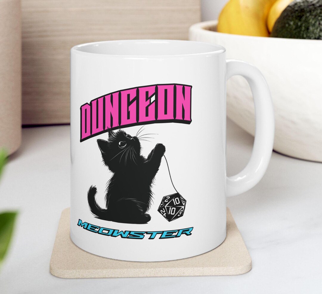 Dungeon Master Mug - Dungeon Meowster Cat Coffee Mug - D and D Mugs ...