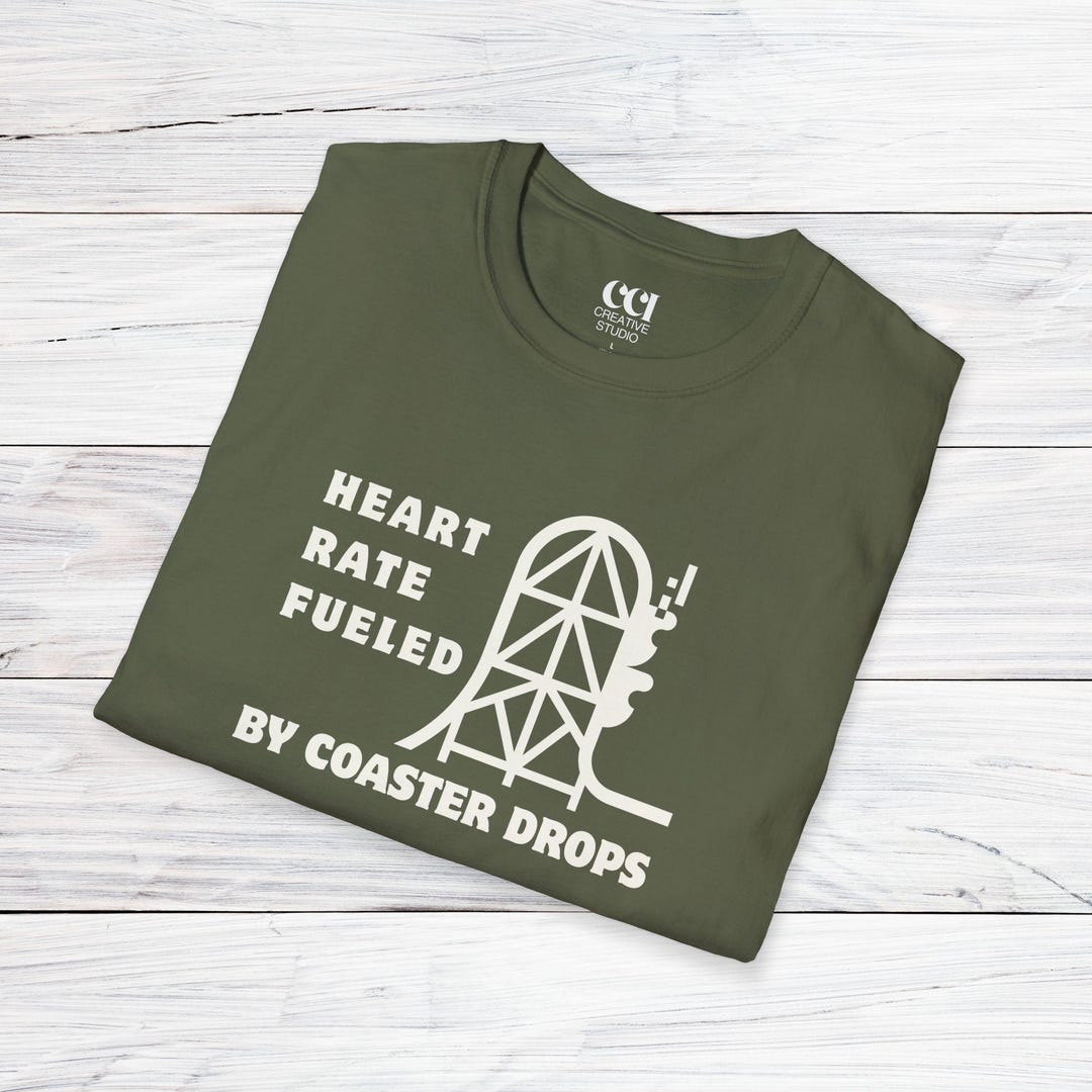 Roller Coaster Fan Unisex Tee, Heart Rate Fueled Coaster Drops T-shirt ...