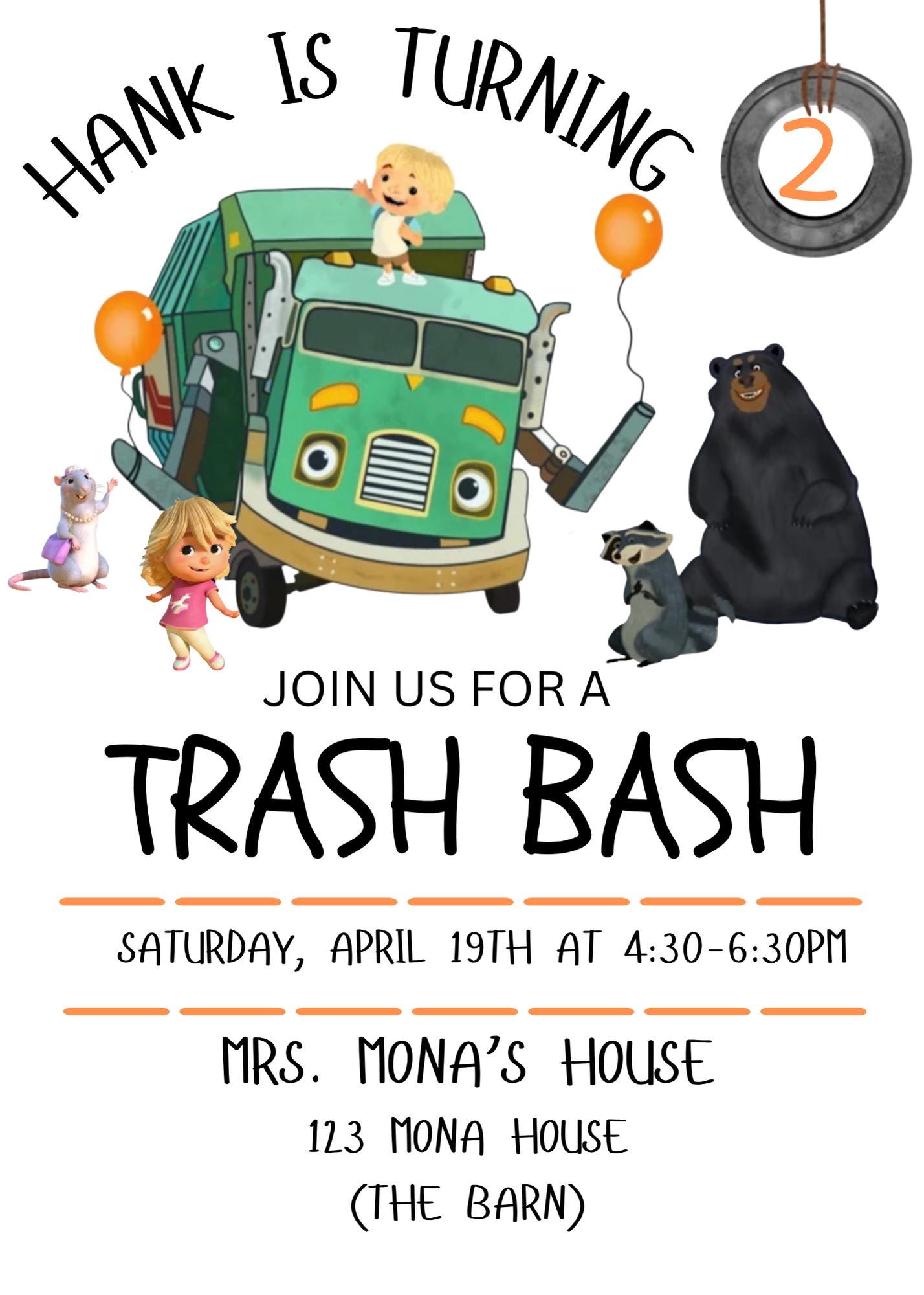 Customizable Trash Truck Party Invite - Etsy