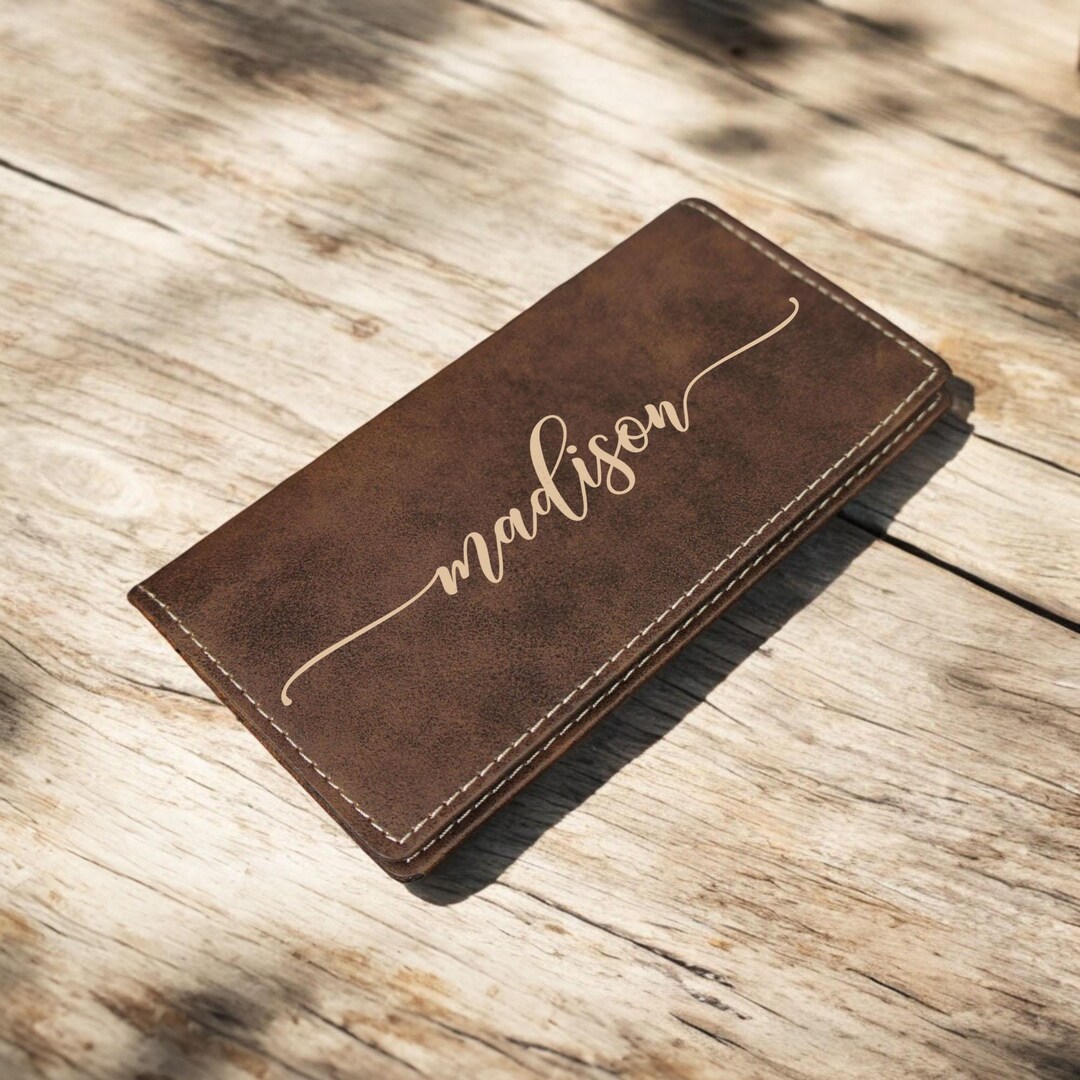 Custom Leather Checkbook Cover, Personalized Checkbook Wallet, Engraved ...