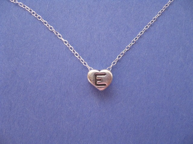 Personalized Necklace Heart Initial E Necklace Silver | Etsy