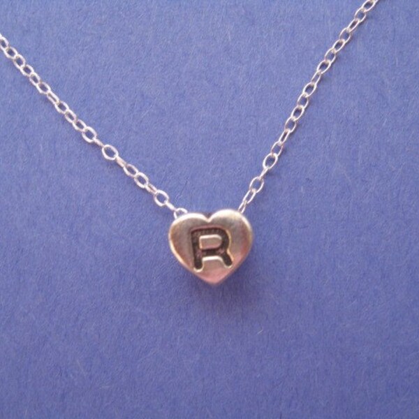 Small Letter R Necklace, Sterling Silver Necklace, Letter R Charm ...
