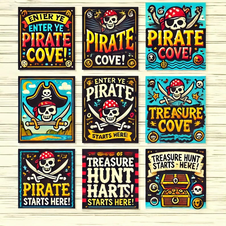 Pirate Party for Kids PNG Templates - Etsy