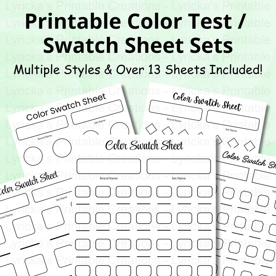 Printable Color Test Swatch Sheets – Art Material Swatches (digital ...