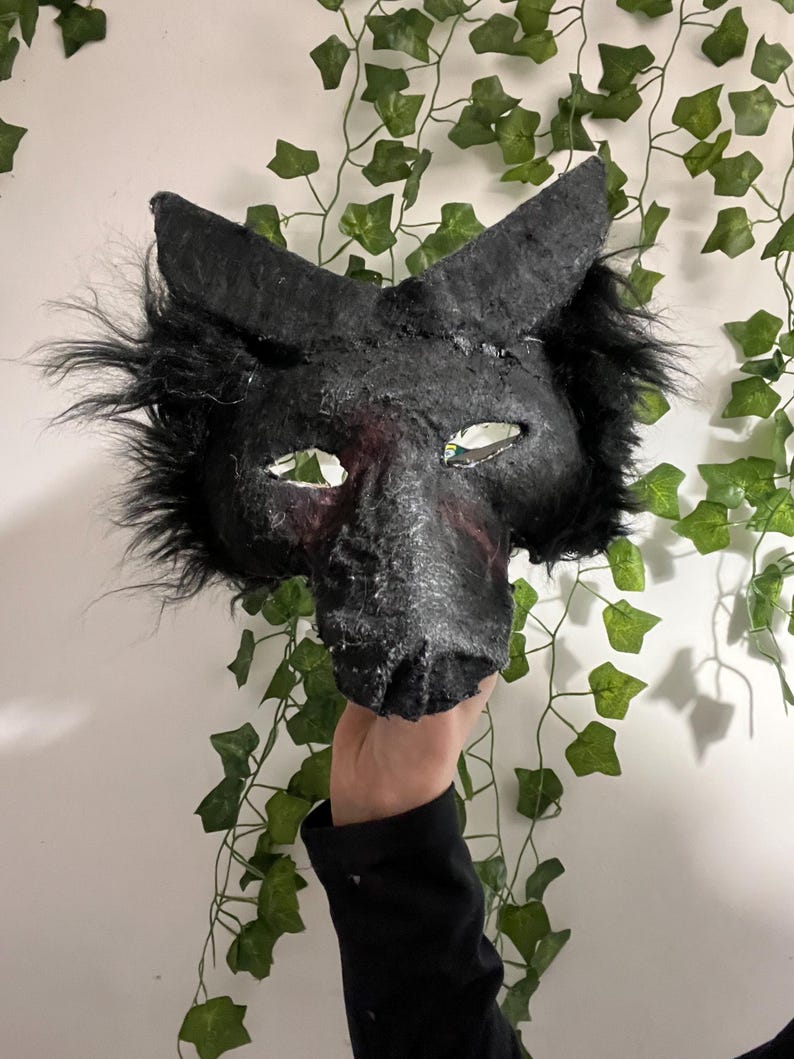 Black Wolf Mask - Etsy