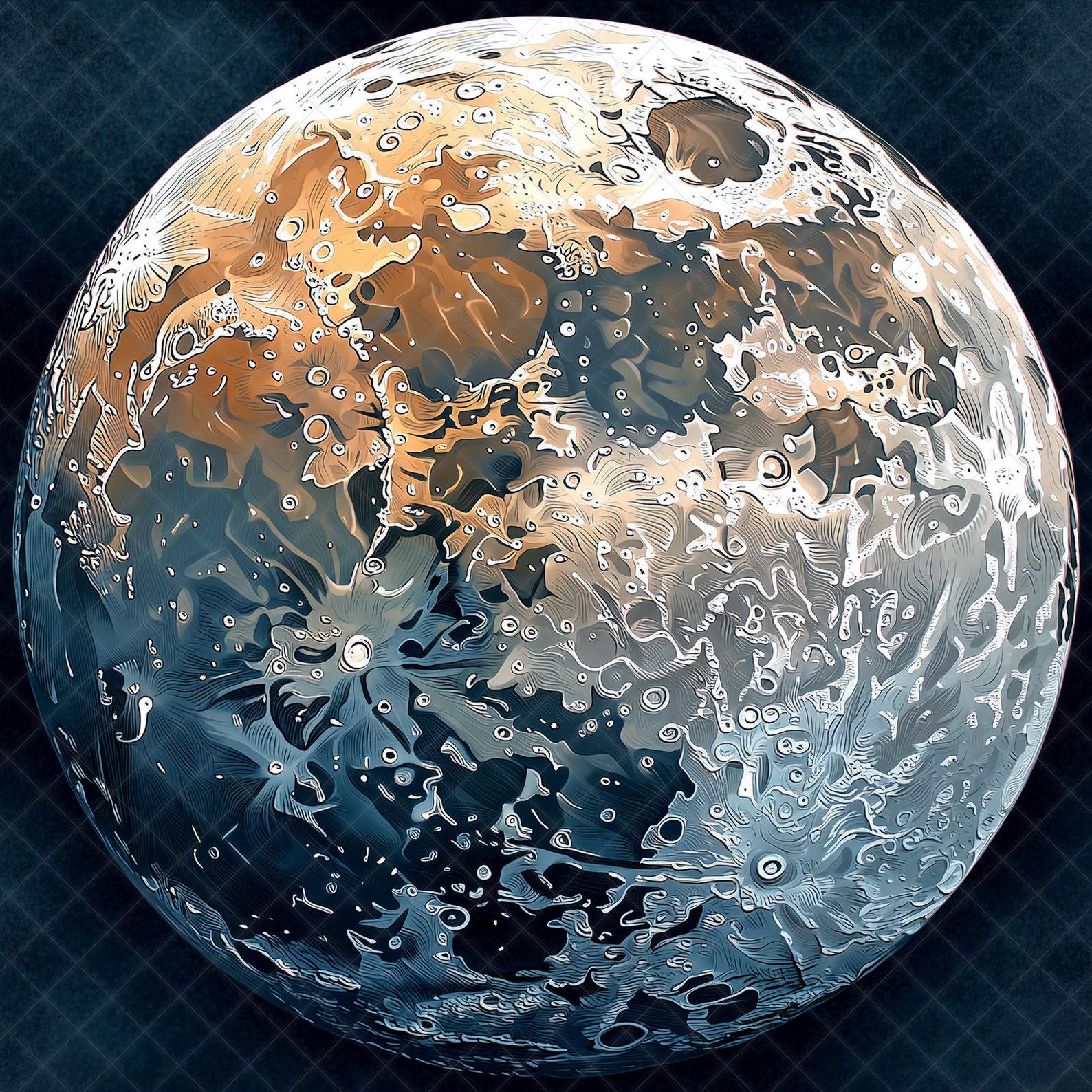 Modern Moon Art Print – Abstract Lunar Poster | Cosmic Space Wall Decor ...