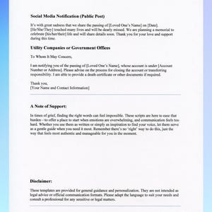 Scripts for Notifying Others After a Loss | Printable Death ...